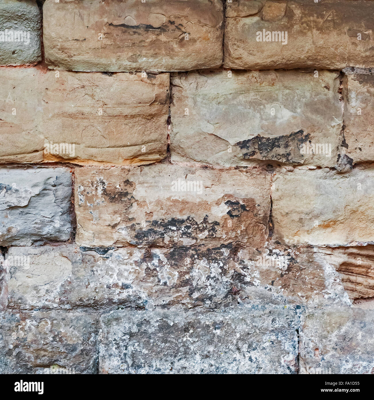 Limestone medieval wall of stone blocks texture background surface ...
