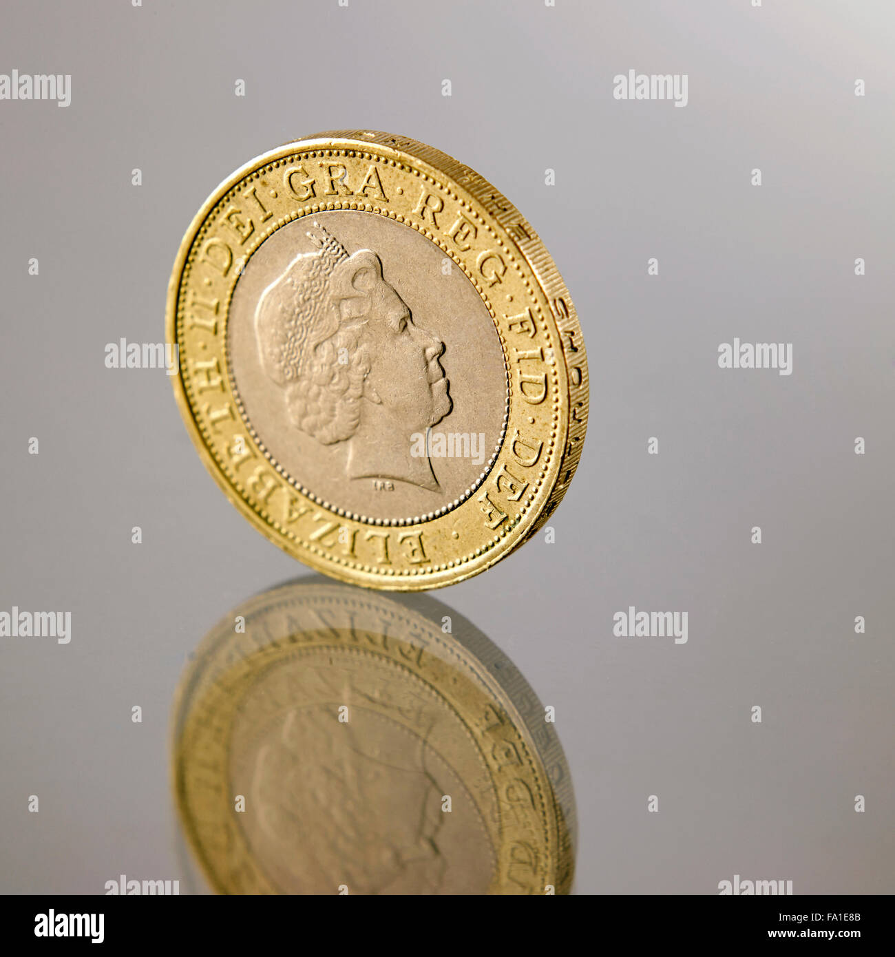 two british pounds coin isolated on white background Stock Photo - Alamy
