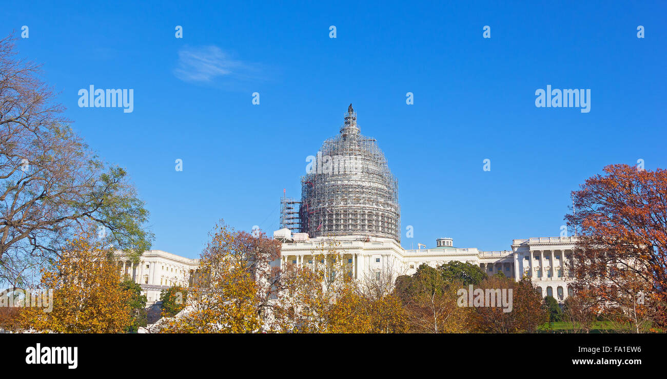 The west front of the United States Capitol with dome restoration ...