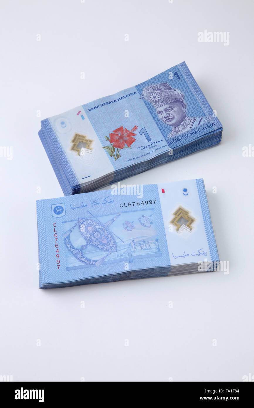 stack of the Malaysia ringgit one dollar front and back Stock Photo - Alamy