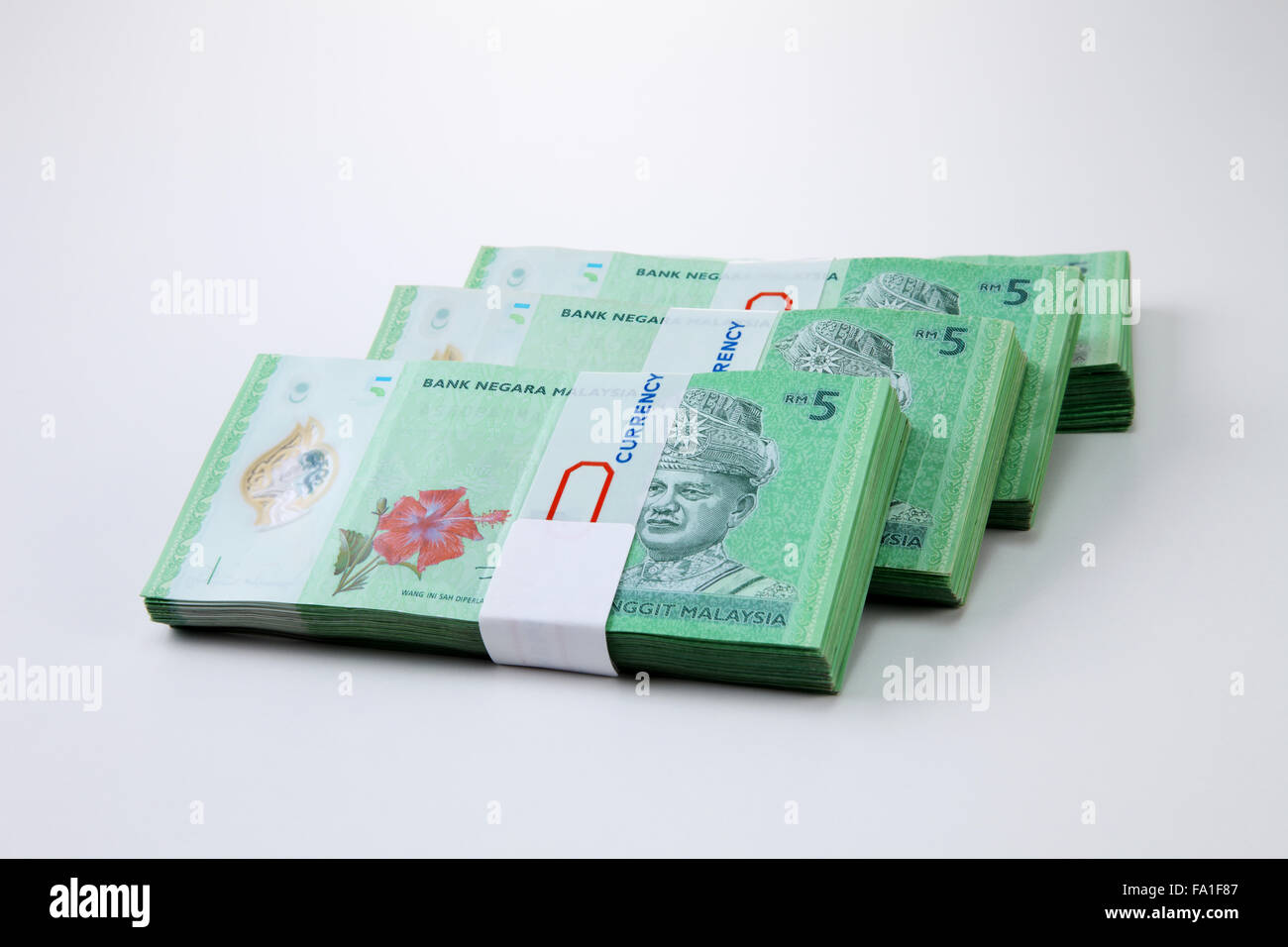 stack of the Malaysia ringgit 5dollar Stock Photo - Alamy