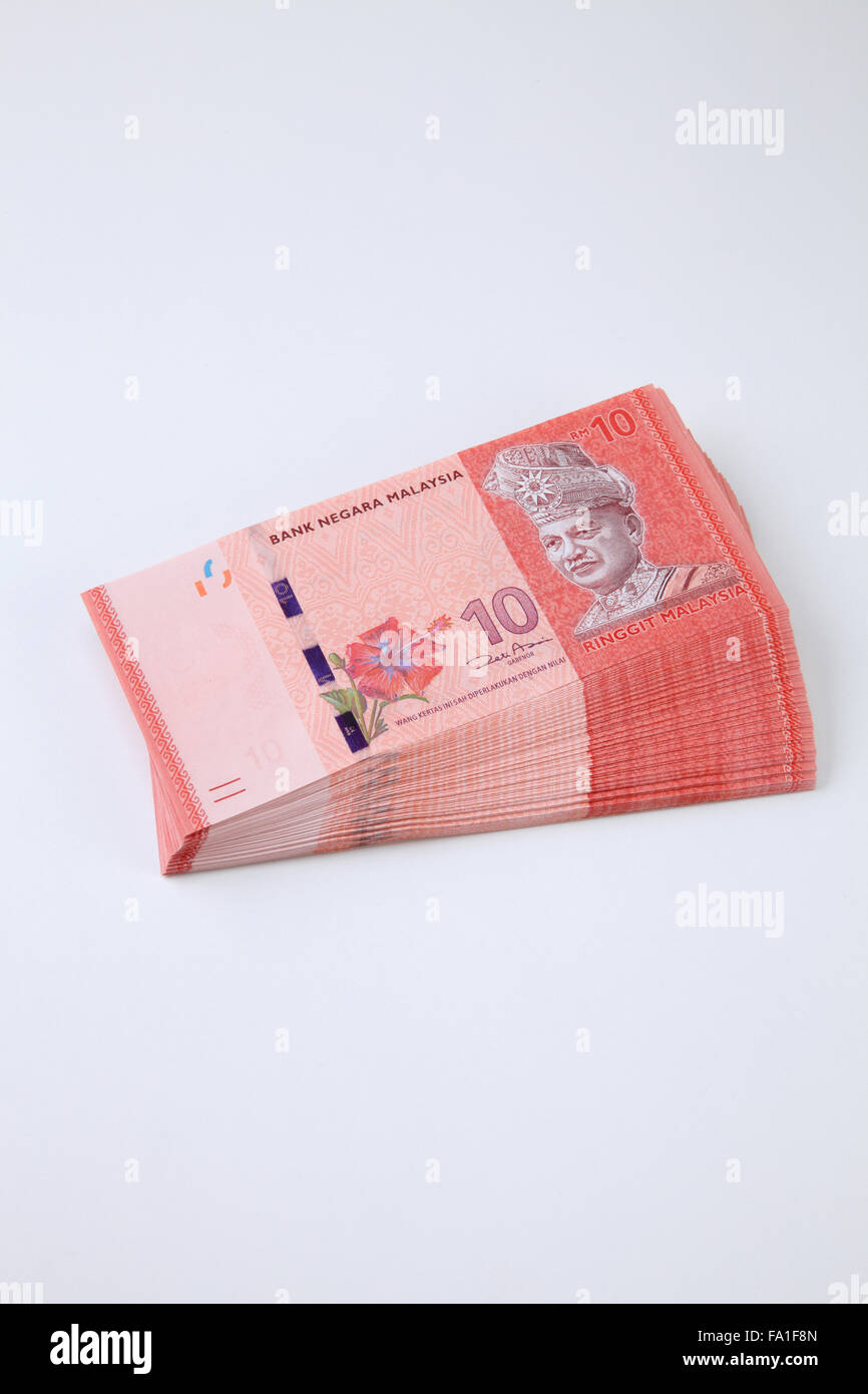 stack of the Malaysia ringgit ten dollar Stock Photo - Alamy