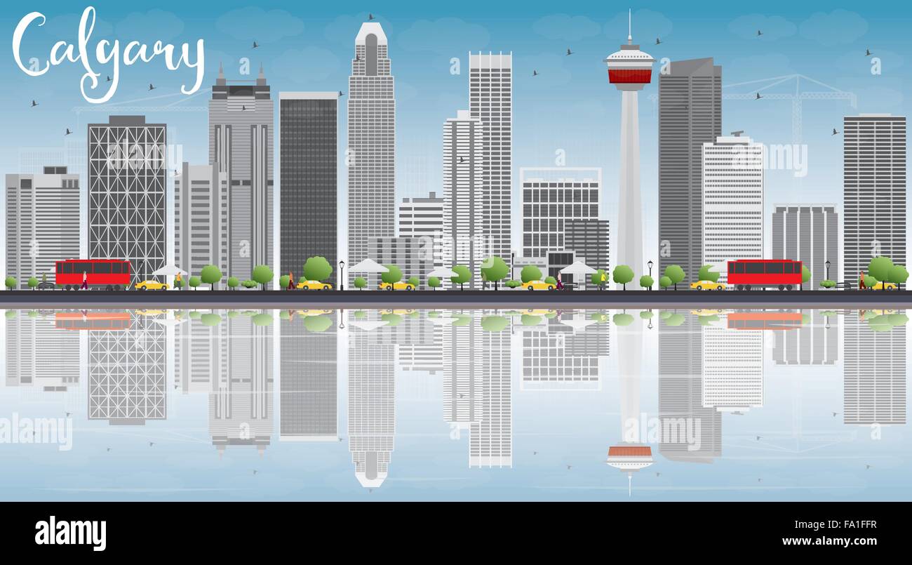 Calgary skyline with gray buildings Stock Vector Images - Alamy