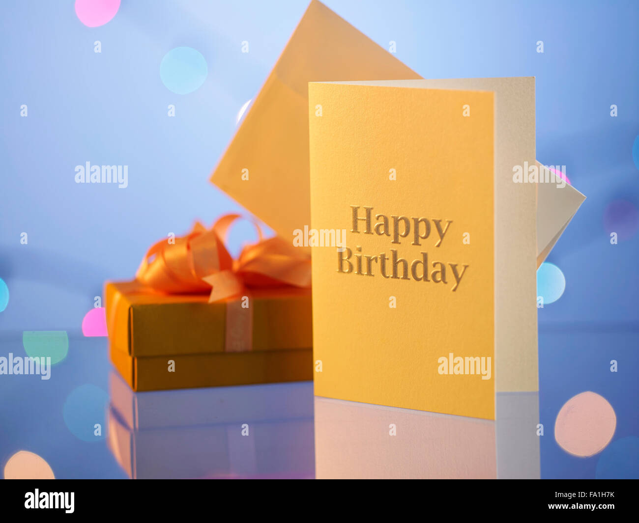 birthday card with a gift by the side Stock Photo - Alamy