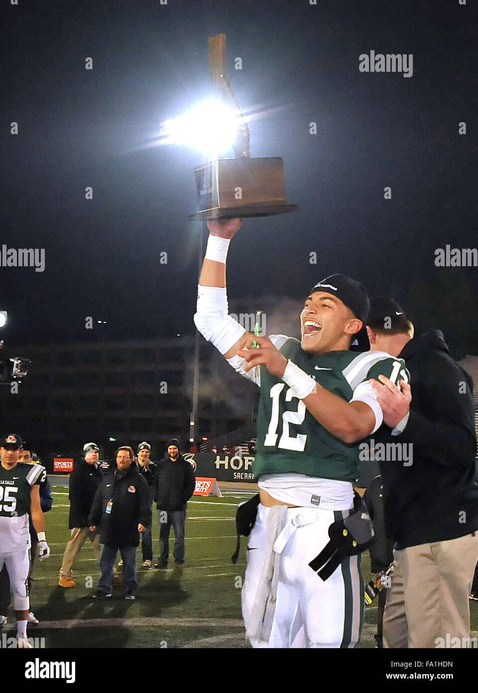Sacramento, CA. 19th Dec, 2015. De La Salle QB Anthony Sweeney #12 with ...