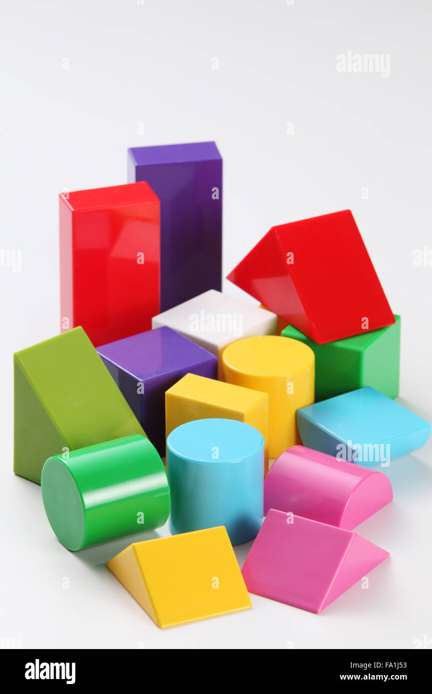 colorful building blocks isolated on white background Stock Photo - Alamy