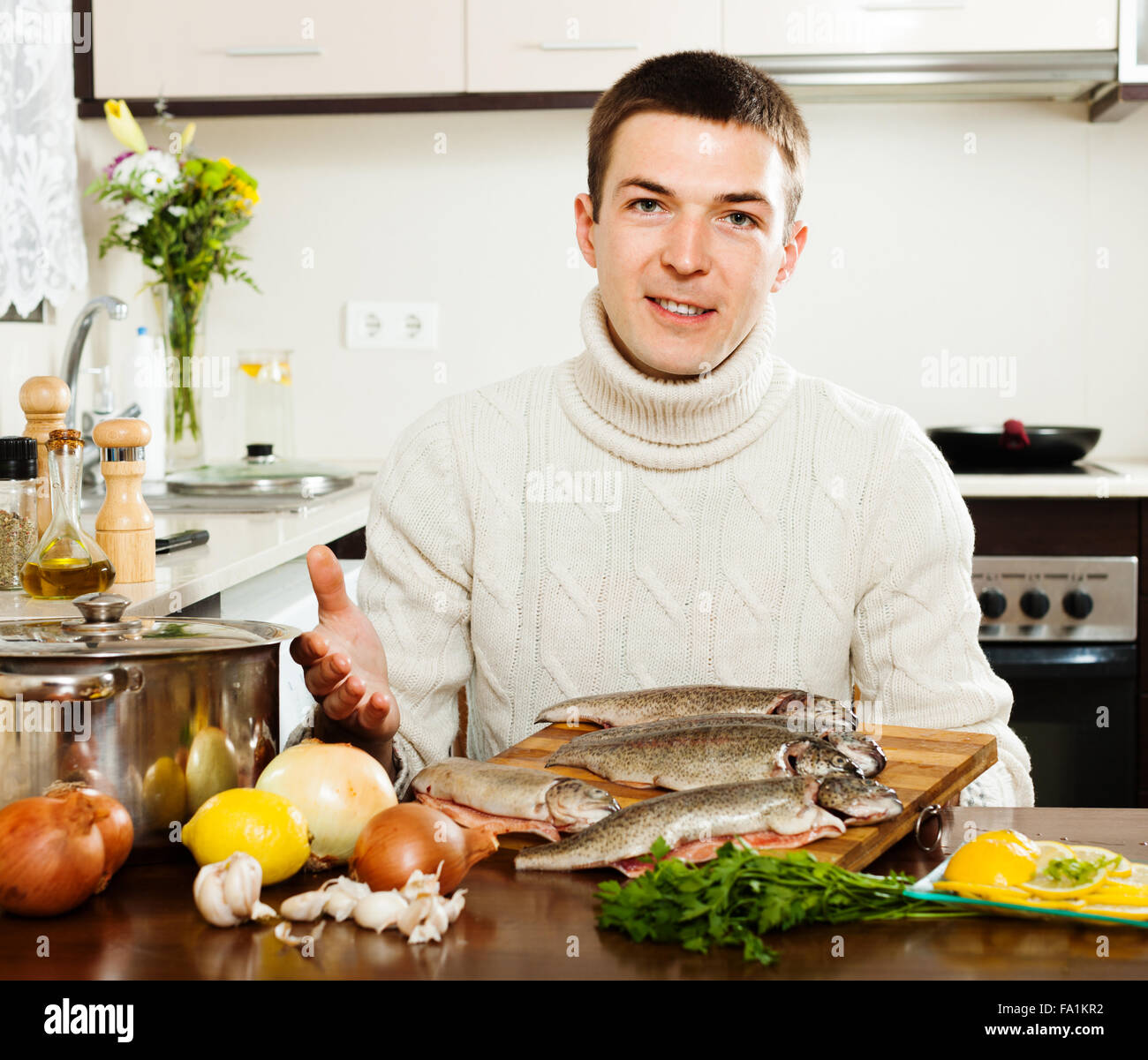 Handsome man trout fish hi-res stock photography and images - Alamy