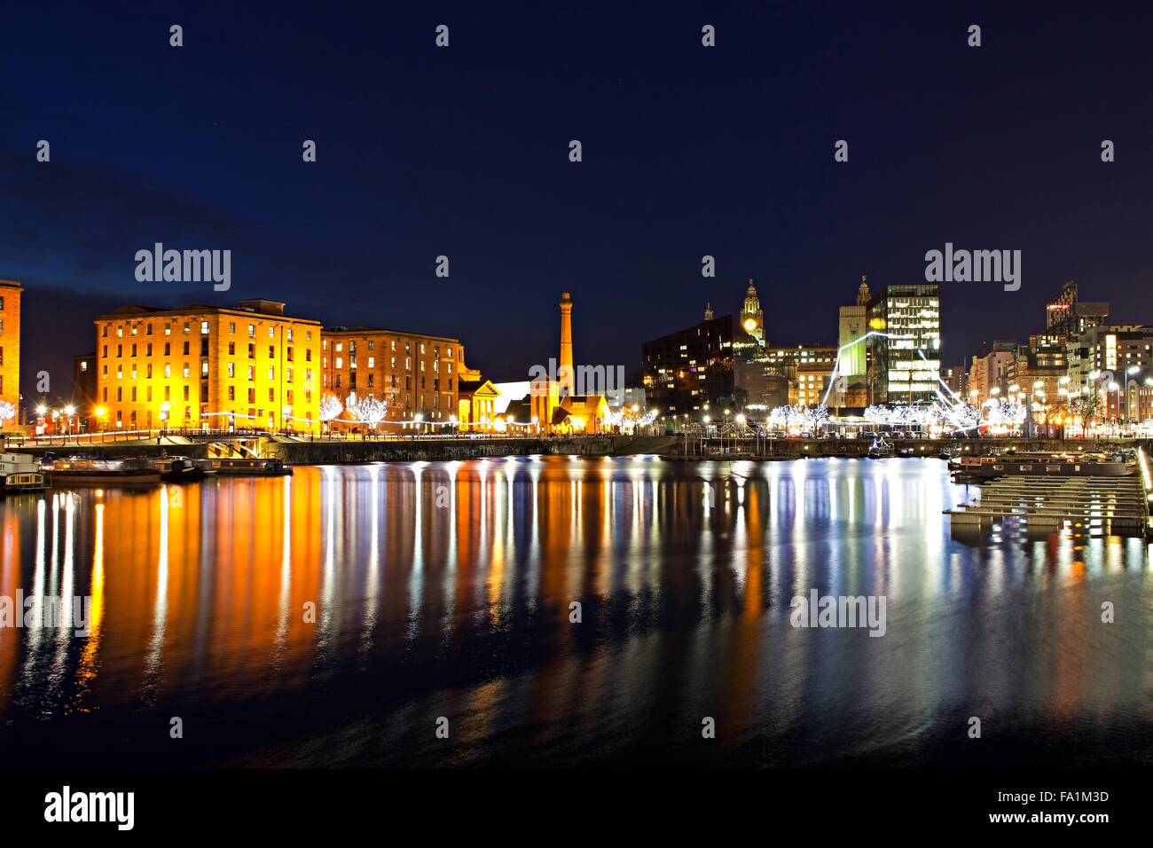 The Albert Dock complex in Liverpool at night Stock Photo - Alamy