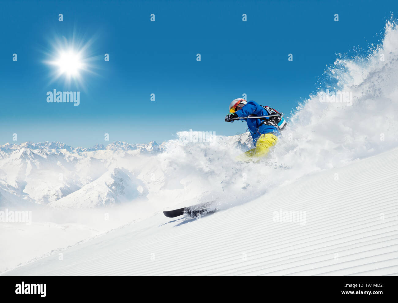 Man skier in Alps Stock Photo - Alamy