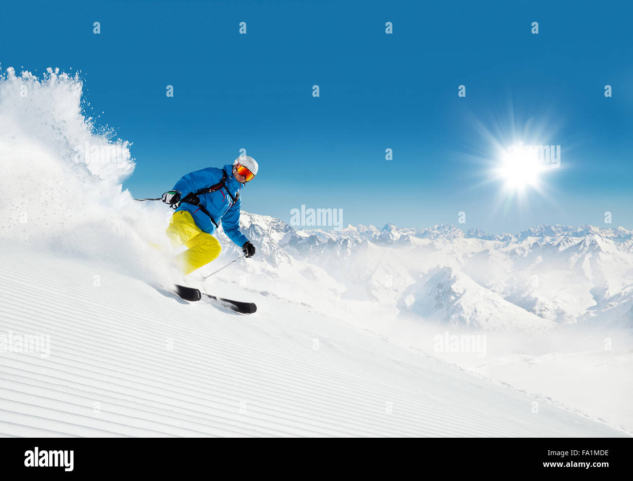 Man skier in Alps Stock Photo - Alamy