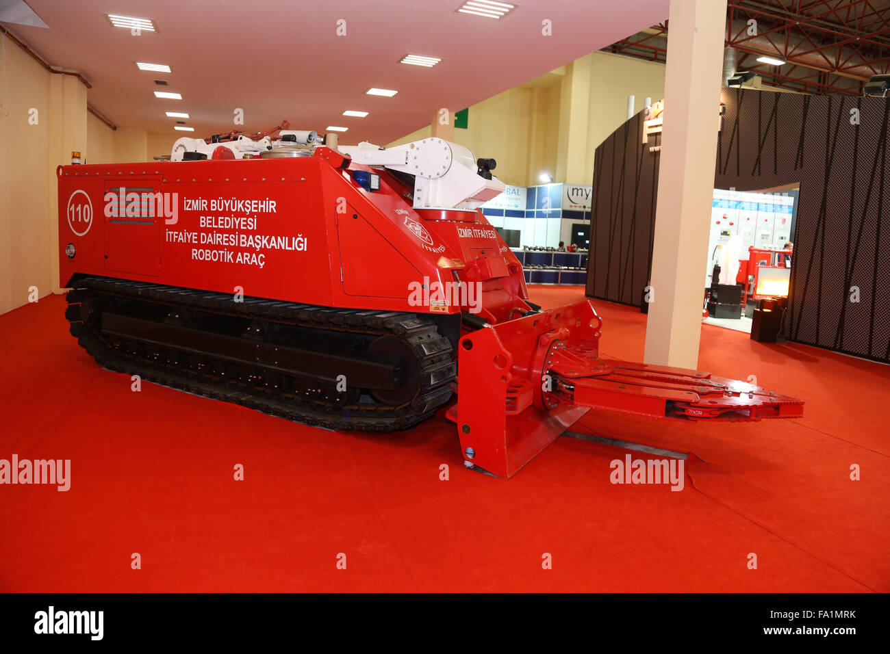 Tracked fire truck in ISAF Security fair in Istanbul Fair Center Stock ...
