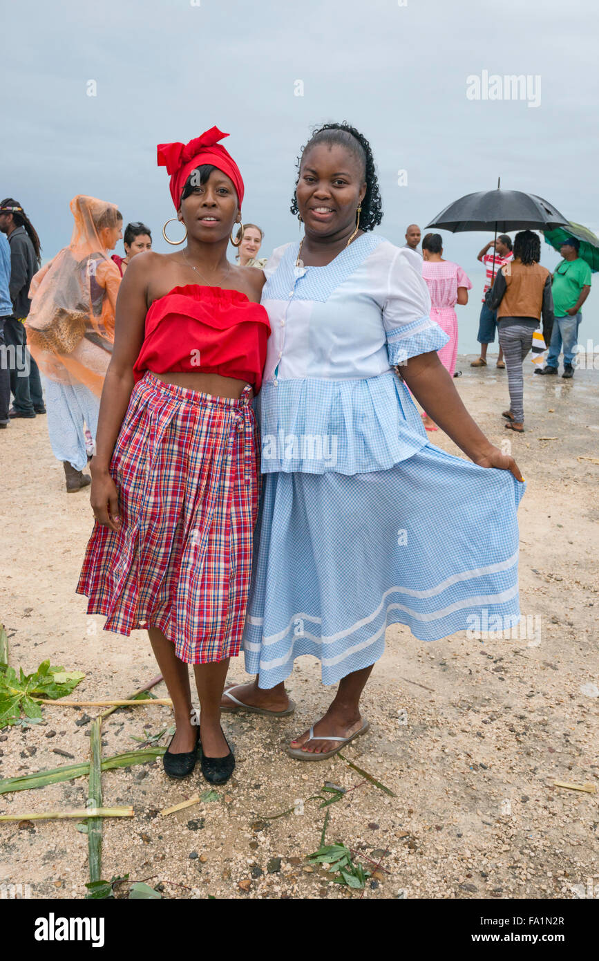 Young women, Garifuna Settlement Day, annual festival marking arrival ...