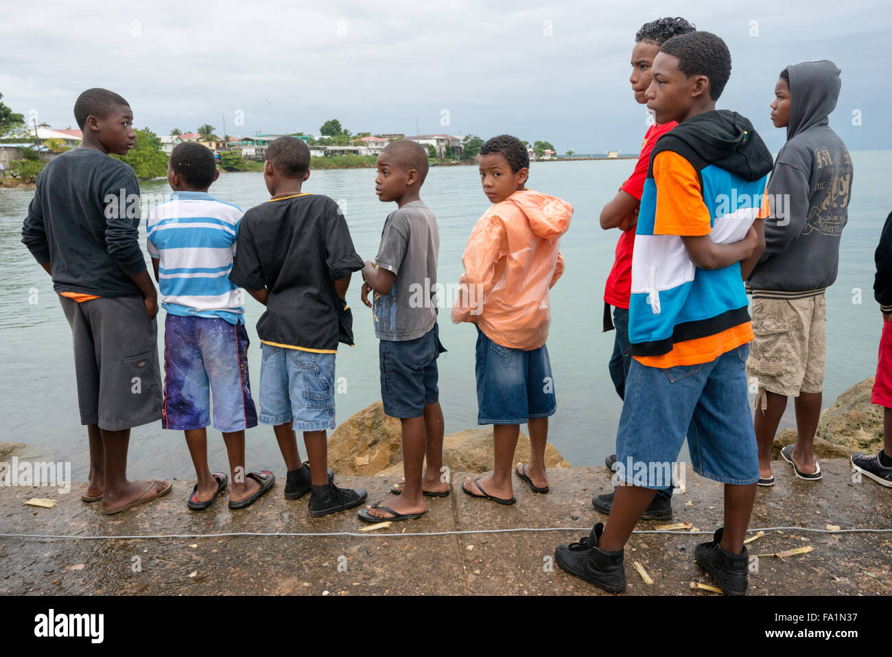 Group of boys, Garifuna Settlement Day, annual festival marking arrival ...