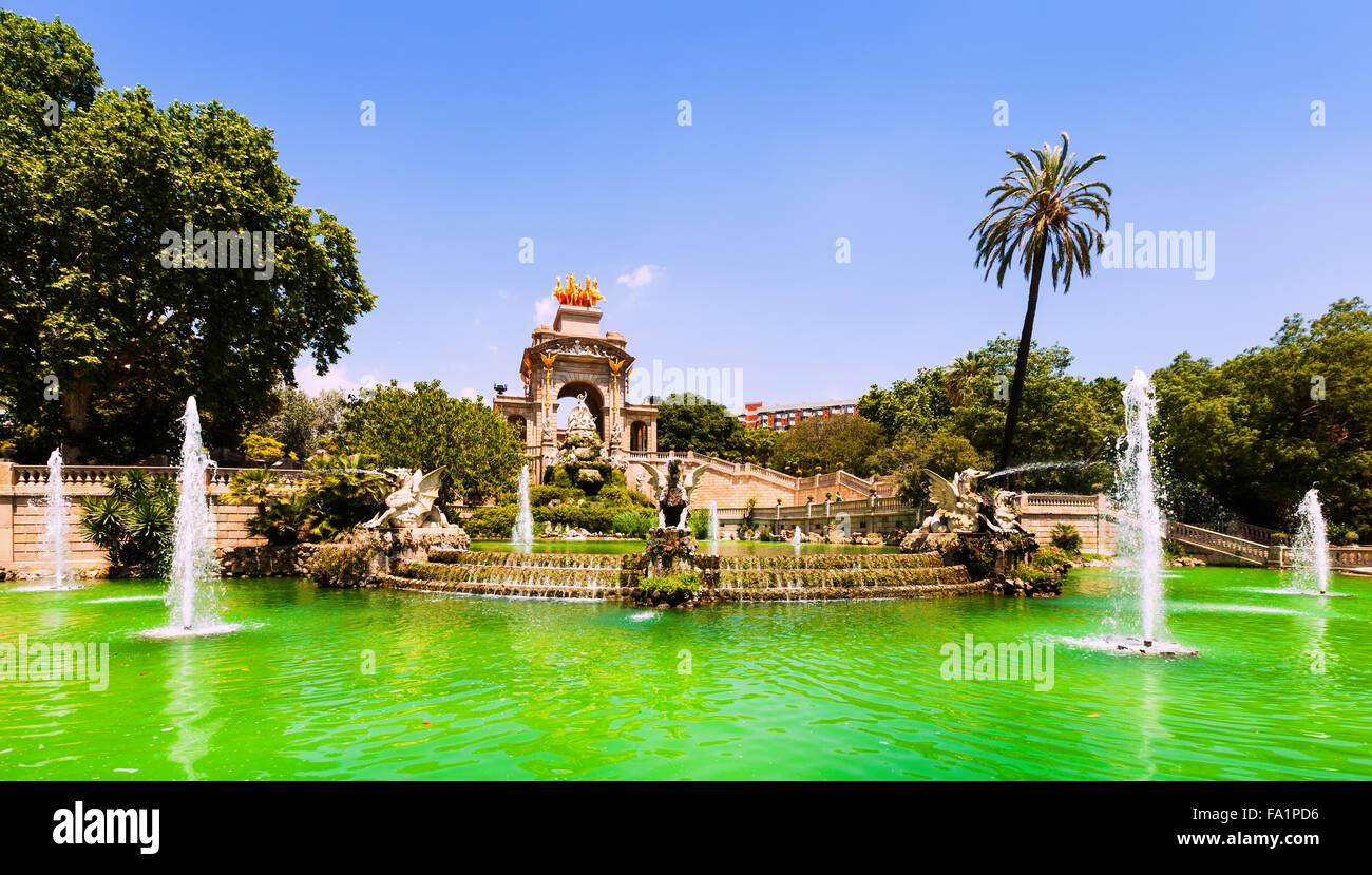 Cascada fountain in Barcelona in summer day. Catalonia, Spain Stock ...