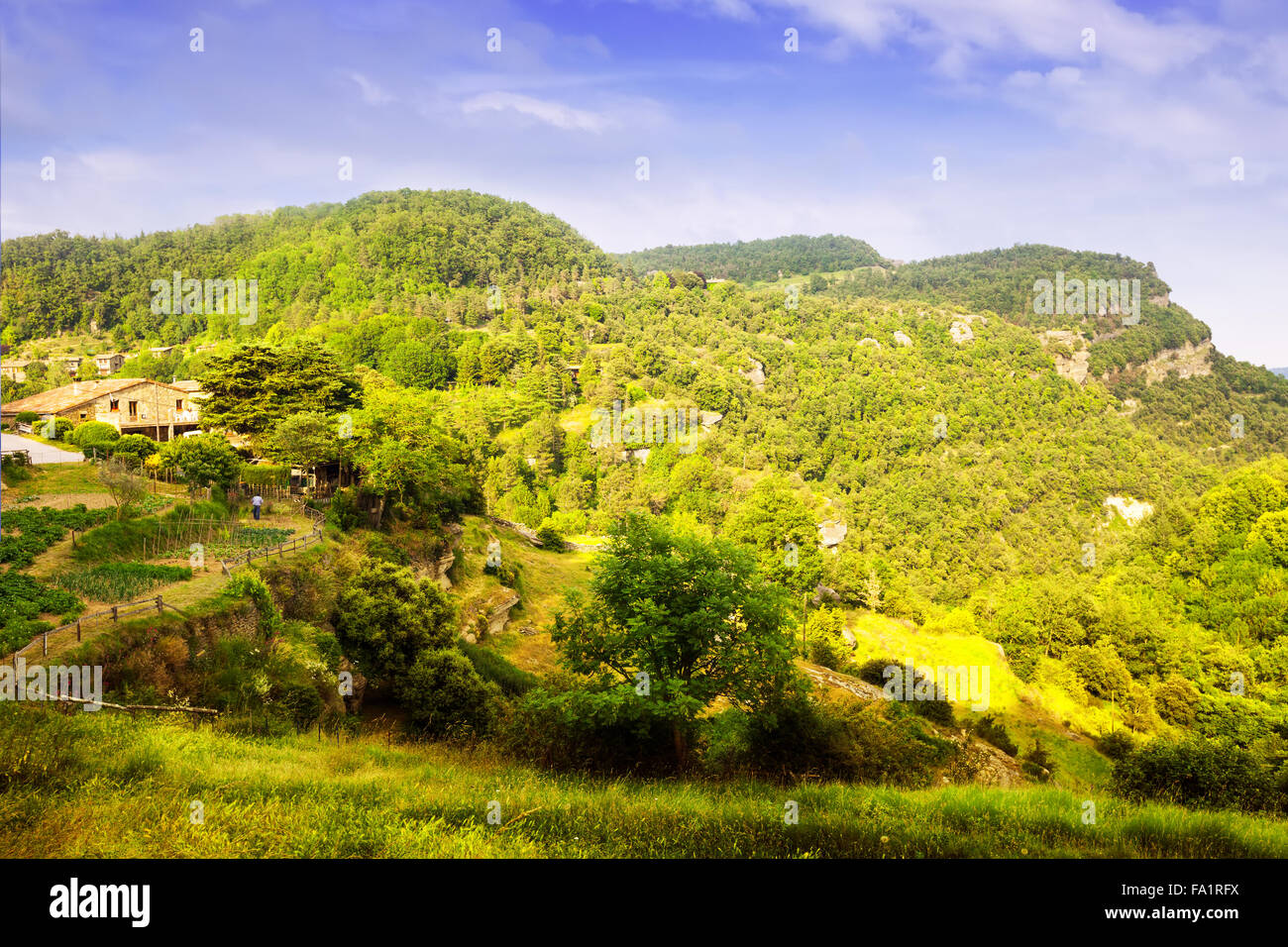 catalan mountains landscape in summer. Collsacabra, Catalonia Stock ...