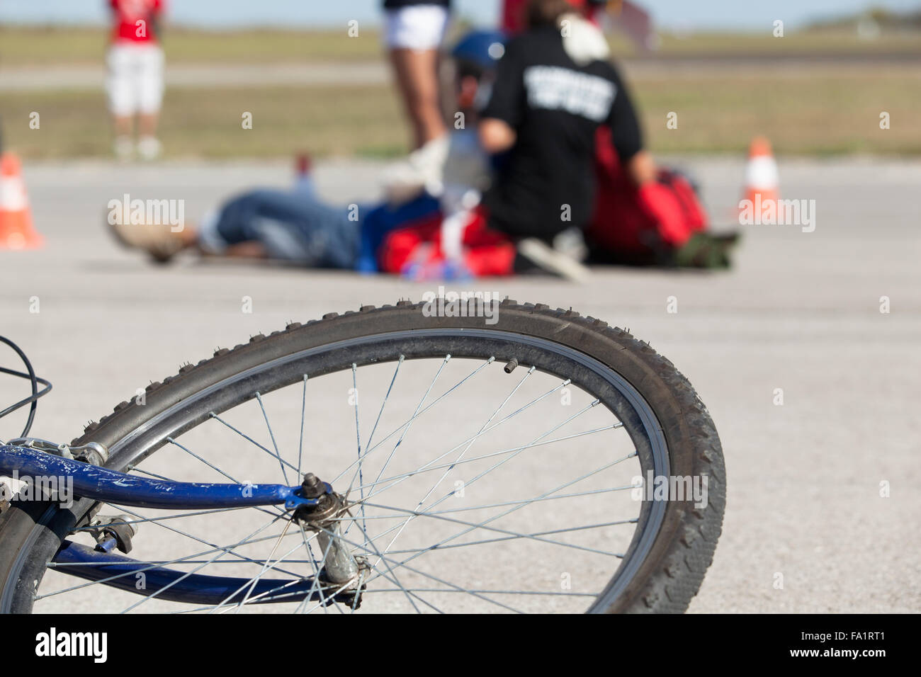 First aid after bike accident Stock Photo - Alamy