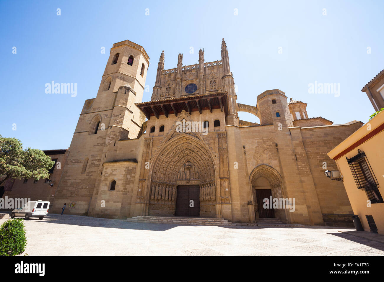 Day view of Cathedral of Saint Mary Huesca. Aragon, Spain Stock Photo ...