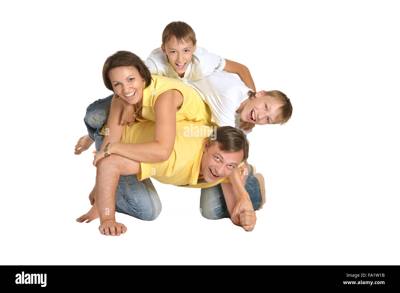 Happy family of four Stock Photo - Alamy