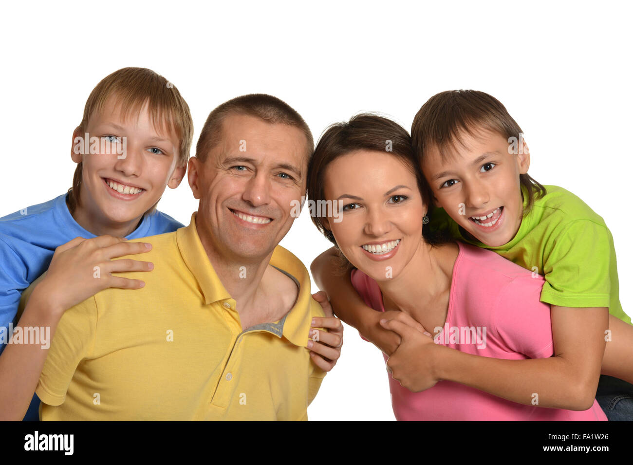Happy family of four Stock Photo - Alamy
