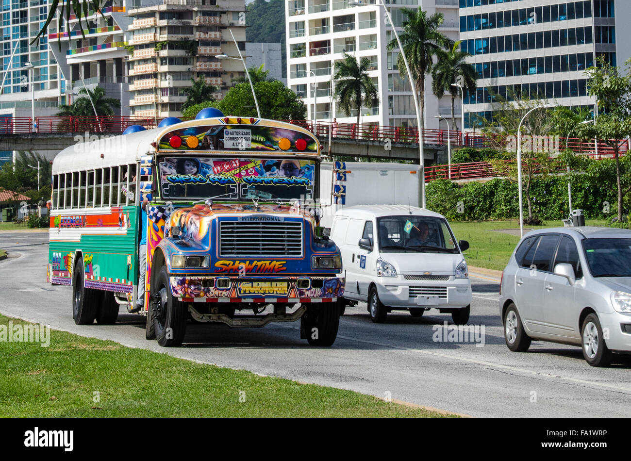 Chicken Bus, Panama City, Central America Stock Photo - Alamy