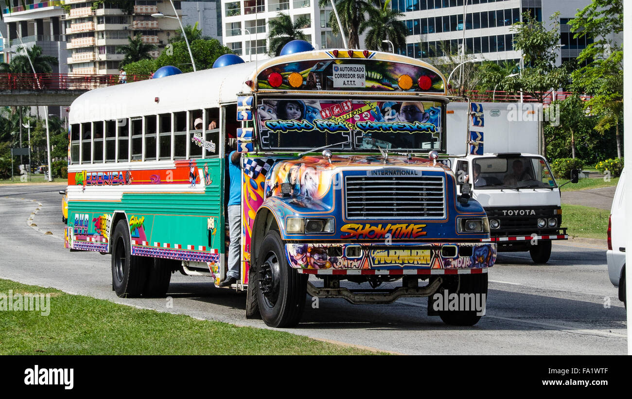 Chicken Bus, Panama City, Central America Stock Photo - Alamy