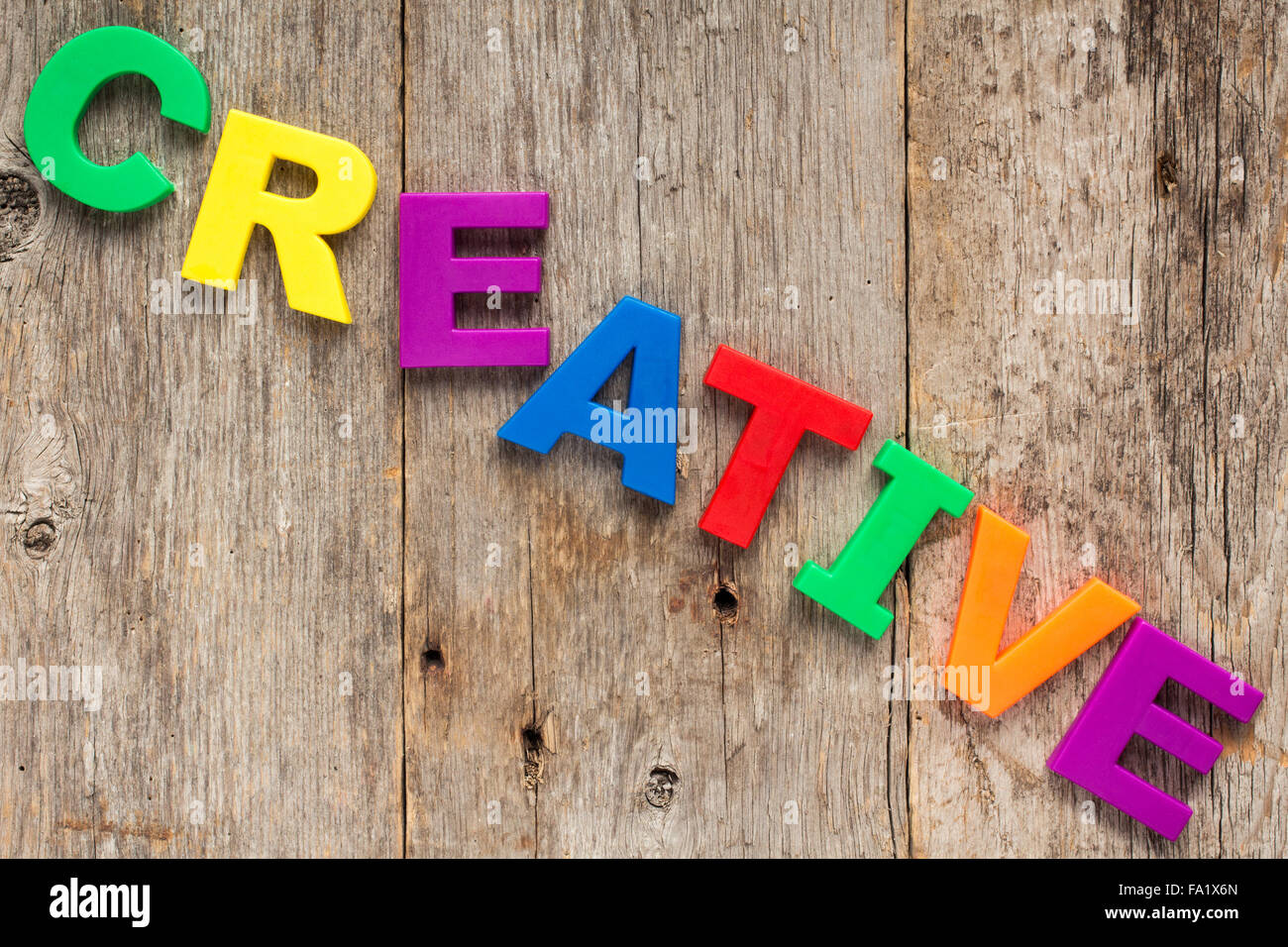 Creative spelled out using colored magnet letters Stock Photo - Alamy