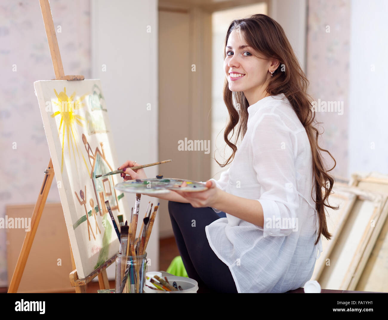 Long haired artist woman hi-res stock photography and images - Alamy