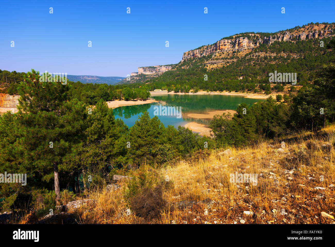 horizontal landscape with mountains lake. Spain Stock Photo - Alamy