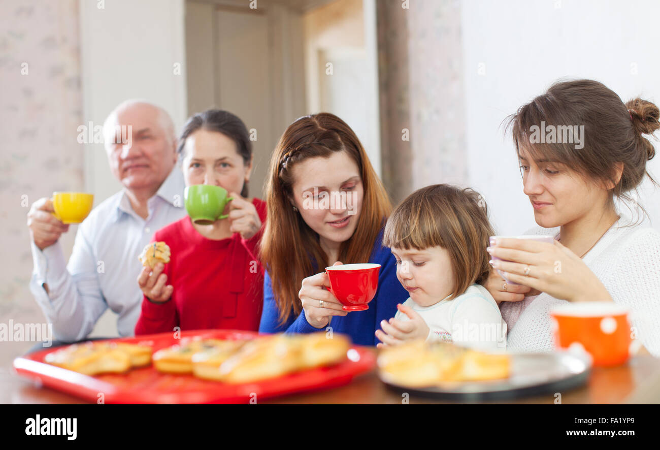 multigeneration family drinks tea at home Stock Photo - Alamy