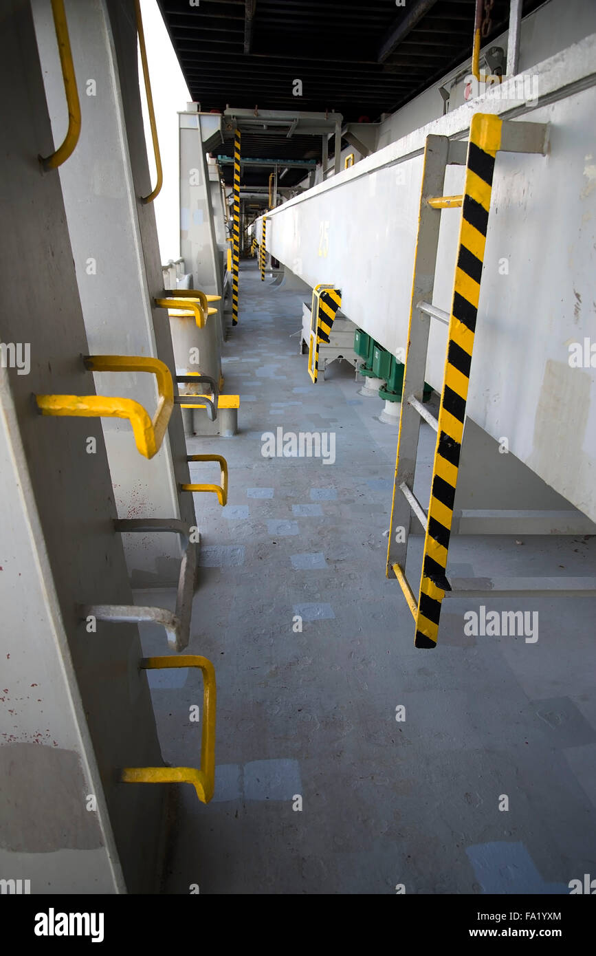 The walkway around the deck of CC Corte Real Container ship Stock Photo ...
