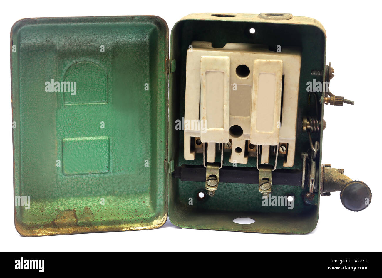 Old main switch over white background Stock Photo - Alamy