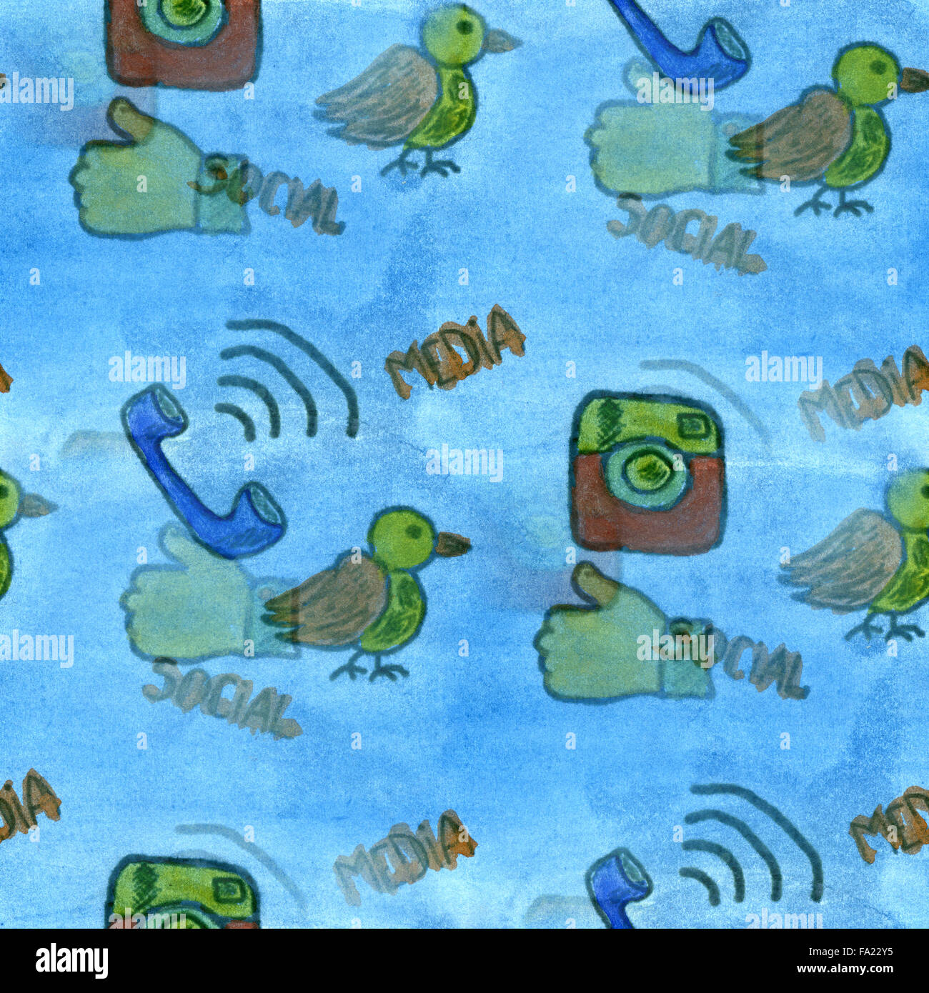 Seamless Internet web social media abstract art watercolor handmade ...