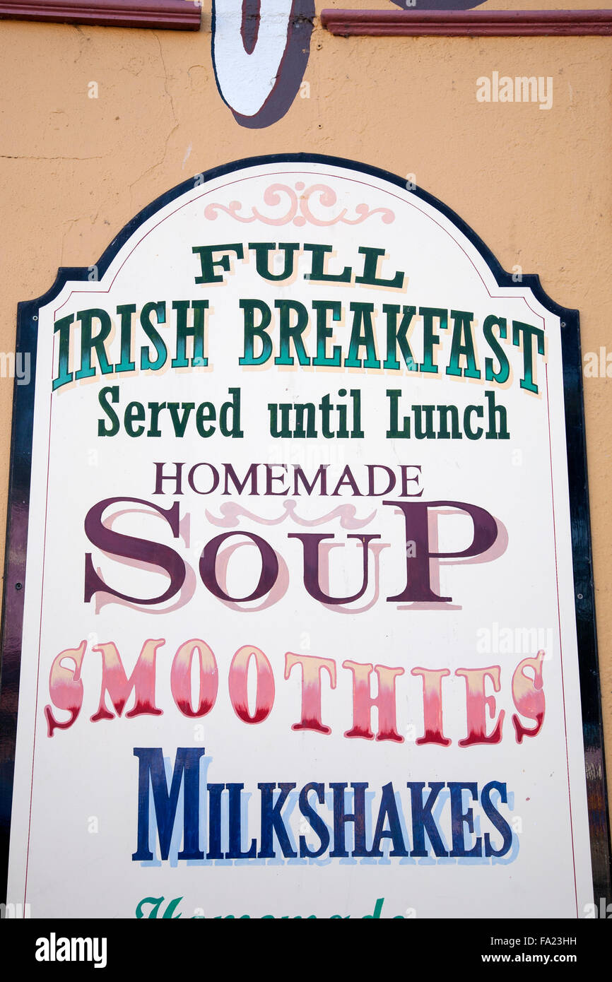 Food Menu Sign, Kenmare, Ireland Stock Photo - Alamy