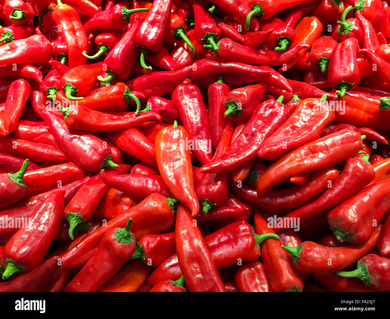 Close Up Of Red Capsicum In Vegetable Market Display Stock Photo - Alamy