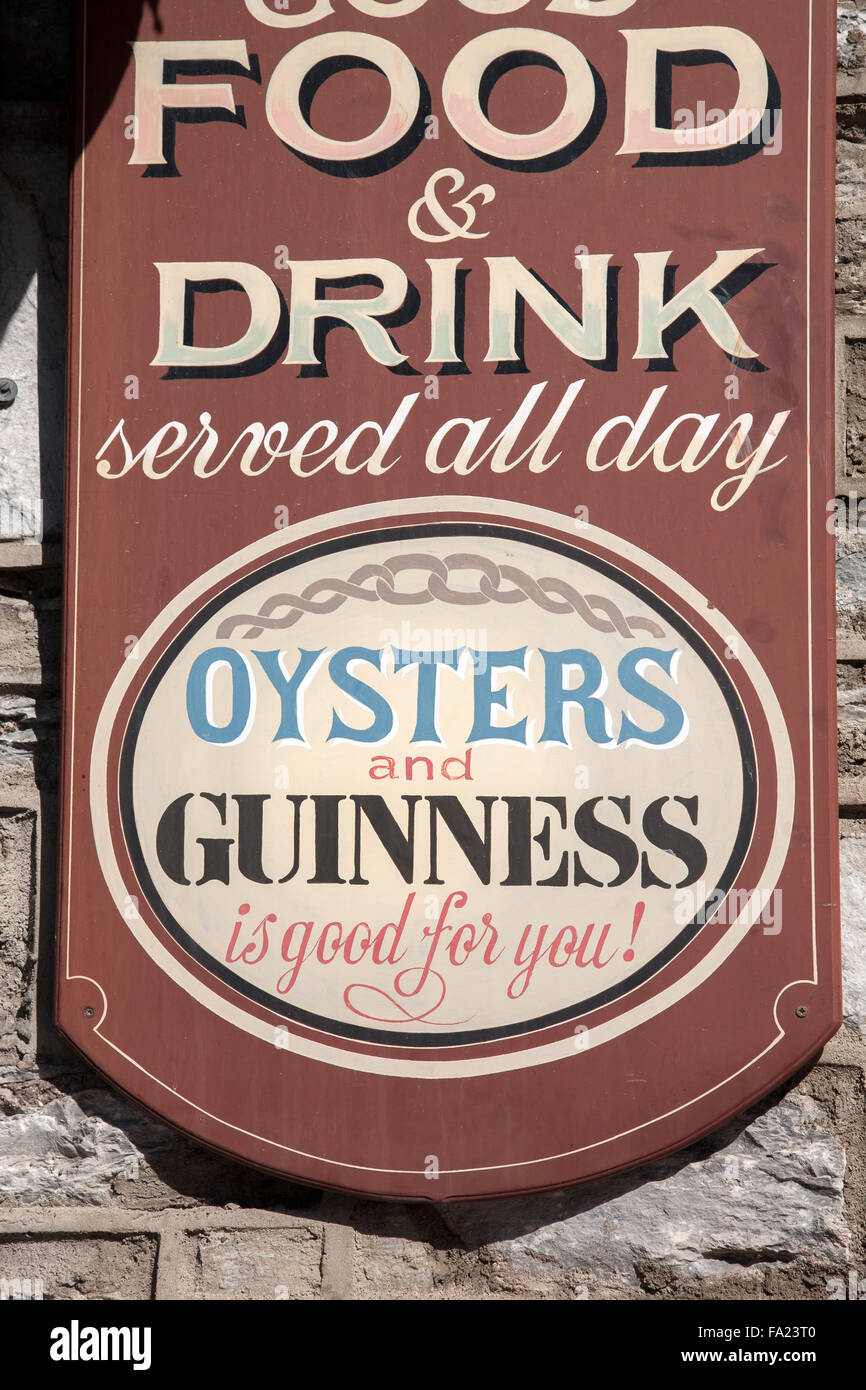 Guinness and Oyster Restaurant Sign; Kenmare; Ireland Stock Photo - Alamy