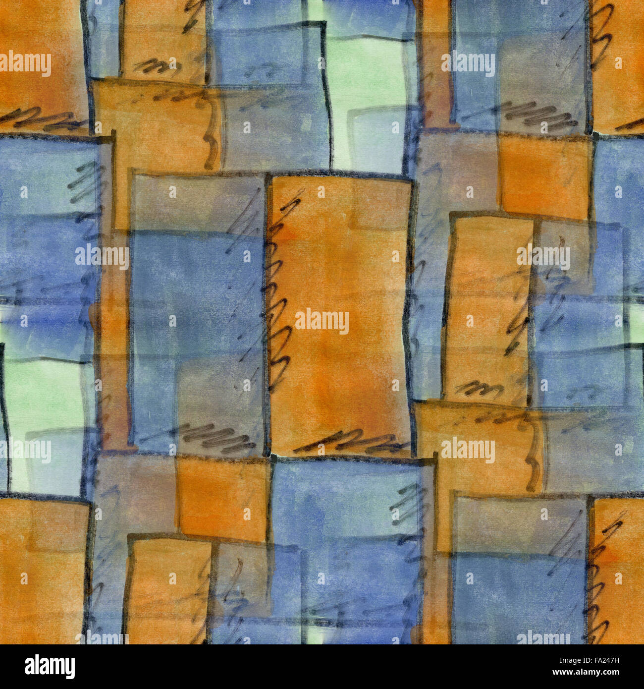 Seamless brown blue square watercolor handmade wallpaper texture Stock ...