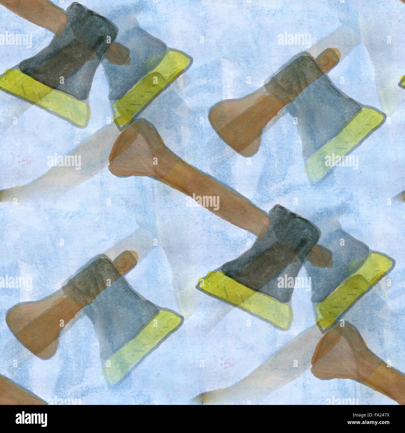 Axe watercolor cartoon seamless texture wallpaper Stock Photo - Alamy