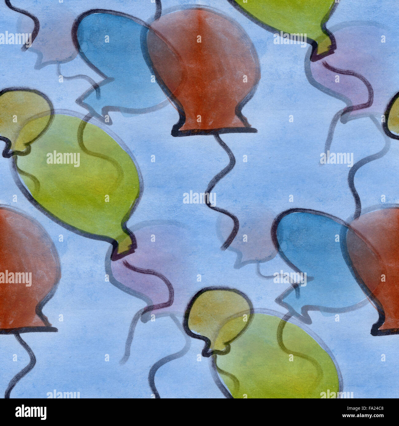 balloons celebration watercolor cartoon seamless texture wallpaper ...