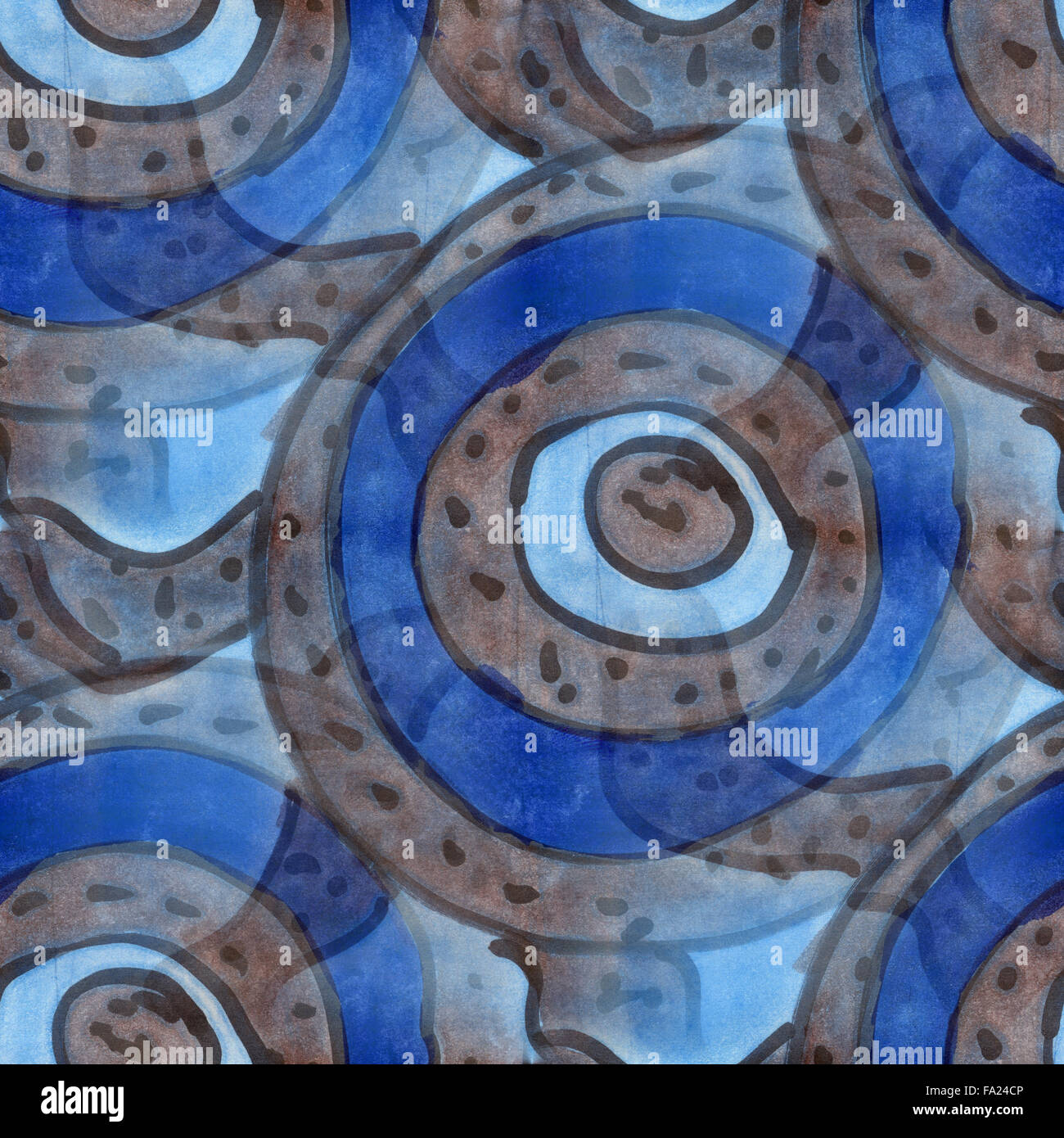 Art blue circle tentacles cubism abstract style of picasso seamless wallpaper watercolor Stock ...