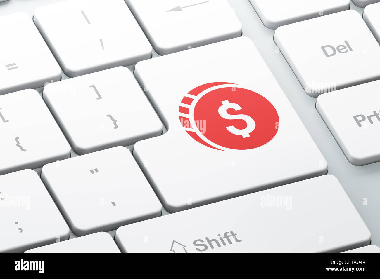Money concept: Dollar Coin on computer keyboard background Stock Photo ...