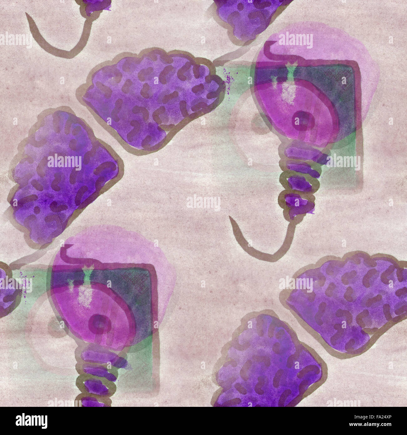 brain pirple idea cartoon watercolor seamless texture wallpaper Stock ...