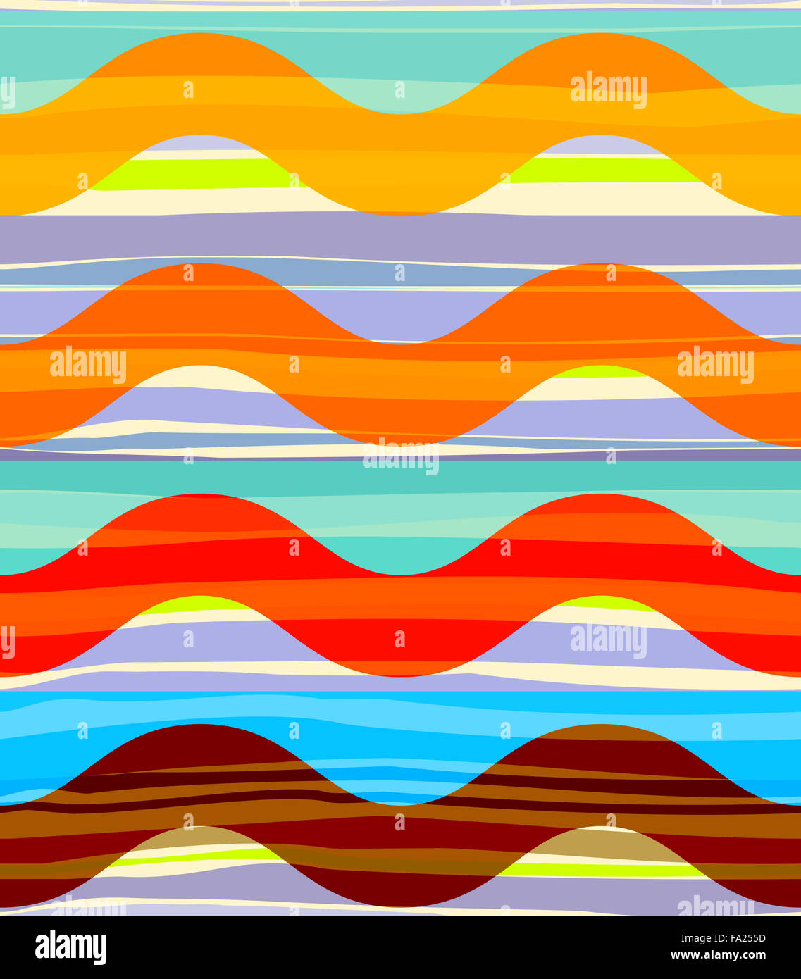Geometric abstract seamless pattern. Random stripes and regular waves ...