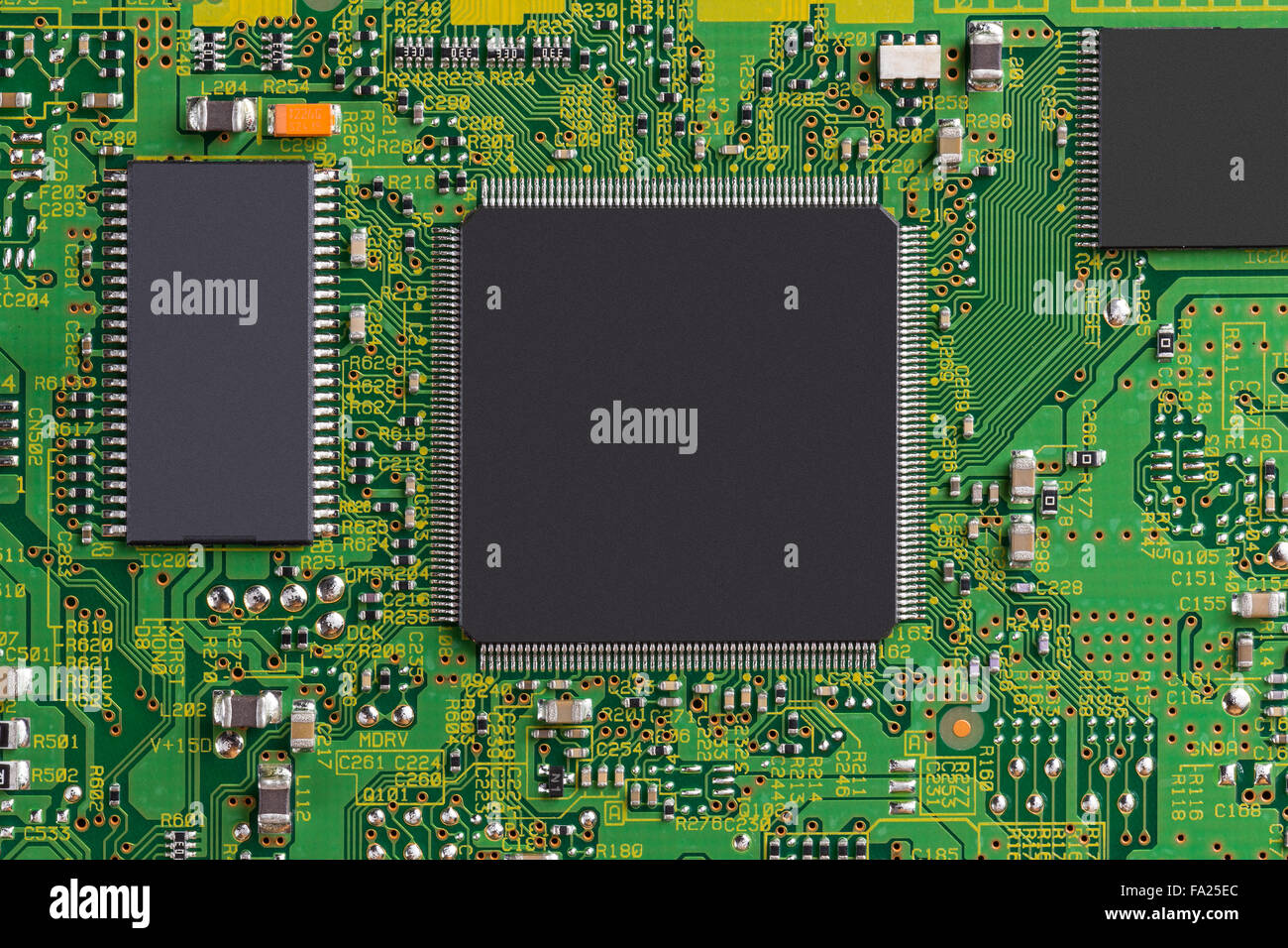 Electronic circuit board with processor, top view Stock Photo - Alamy