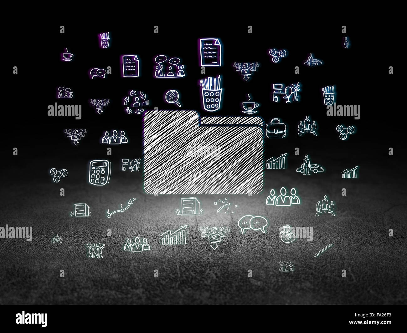 Finance concept: Folder in grunge dark room Stock Photo - Alamy