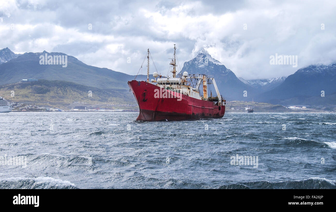 A Boat in the Beagle channel Stock Photo - Alamy