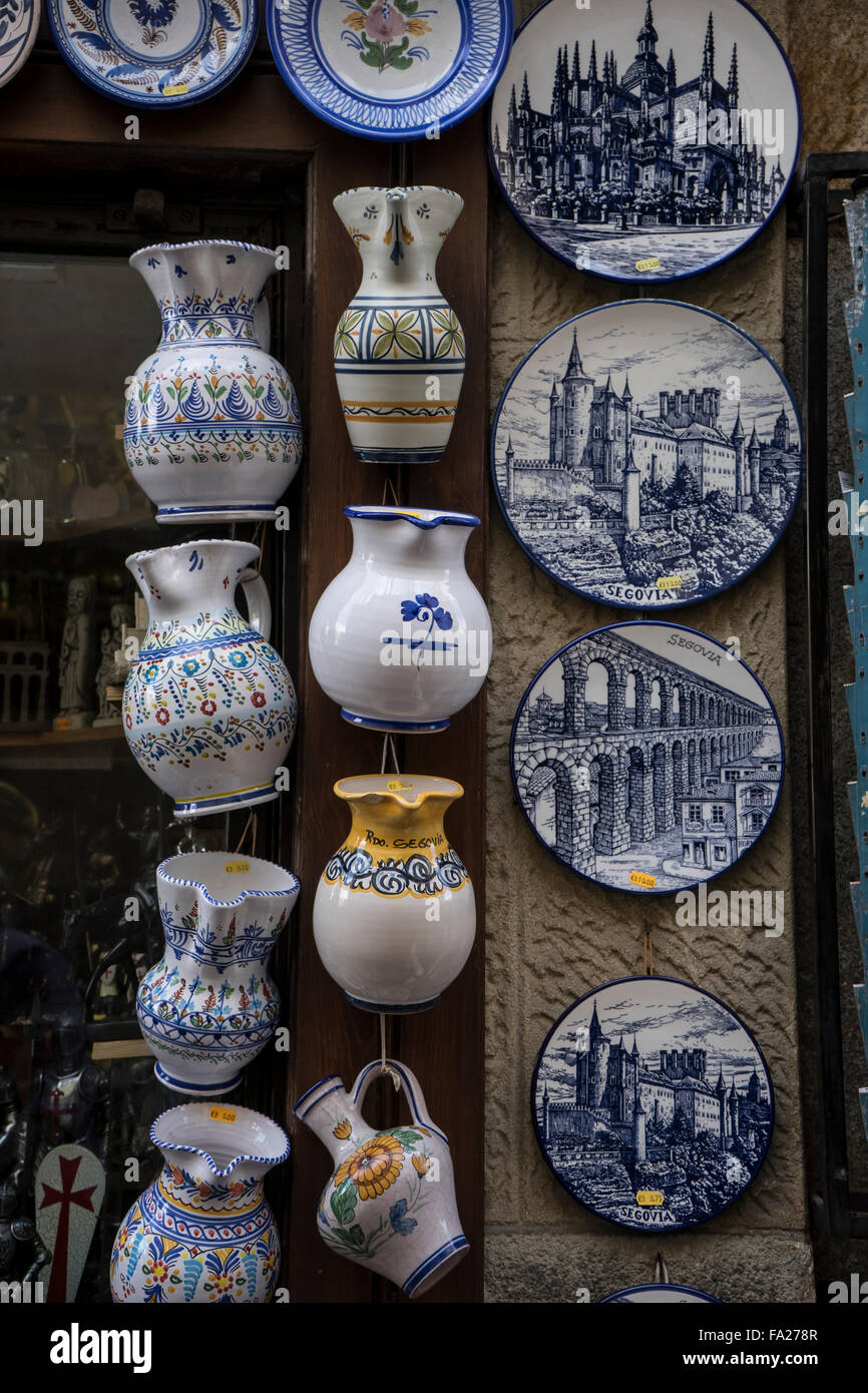 Traditional crafts at a street stall in Spain Stock Photo - Alamy