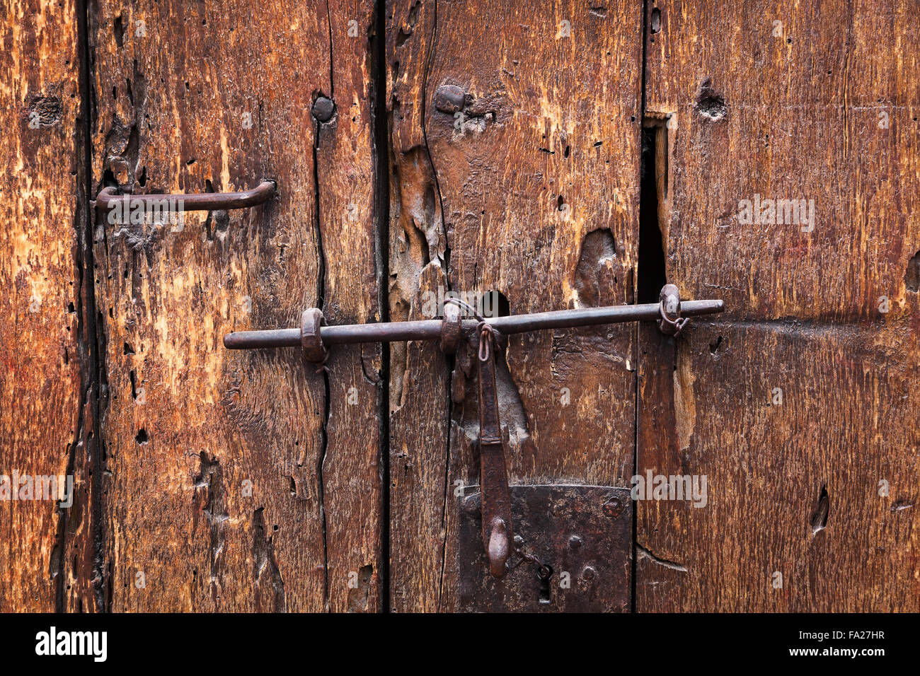 heck and lock on an old door Stock Photo - Alamy