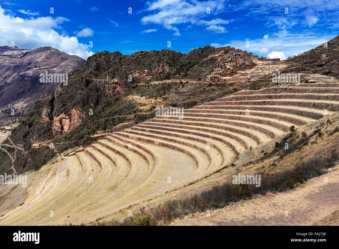 terraces and village in the Andes Stock Photo - Alamy