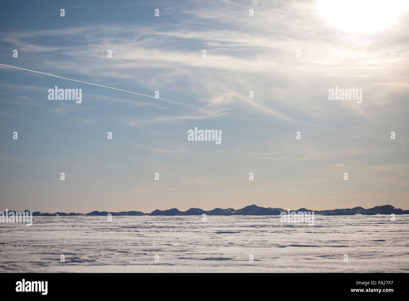 snow ice plain and the Arctic sky landscape Stock Photo - Alamy