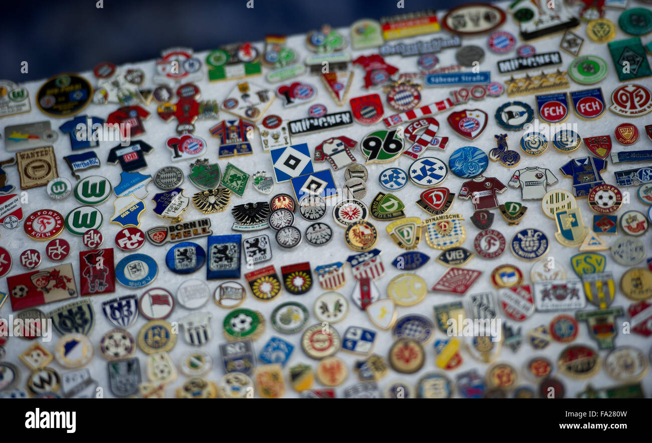 Berlin, Germany. 20th Dec, 2015. Badges for various international and ...